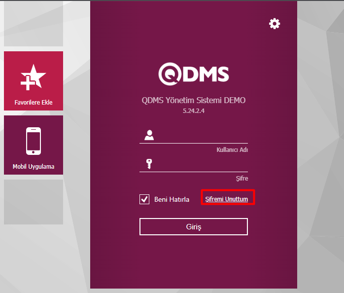 QDMS Giriş Hatası | Bimser